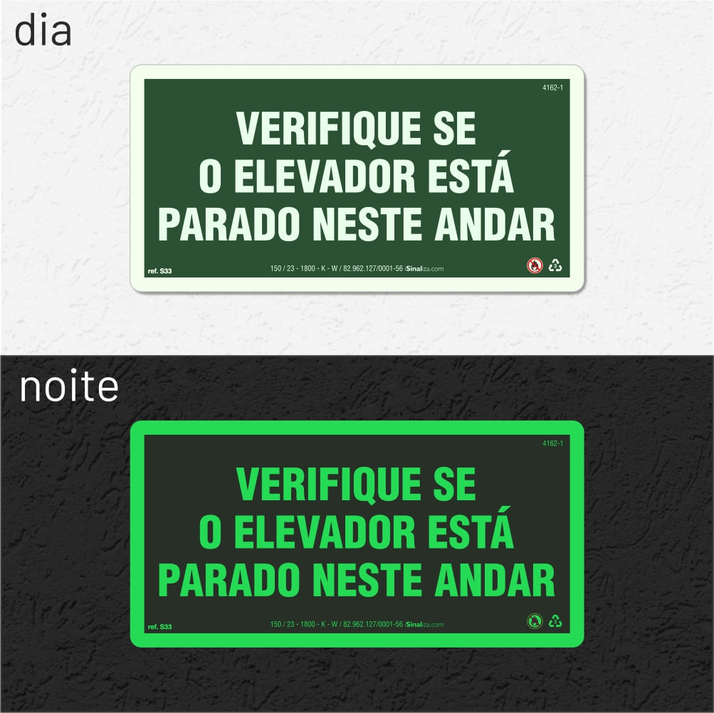 PLACA VERIFIQUE SE O ELEVADOR ESTÁ PARADO NESTE ANDAR FOTOLUMINESCENTE ...