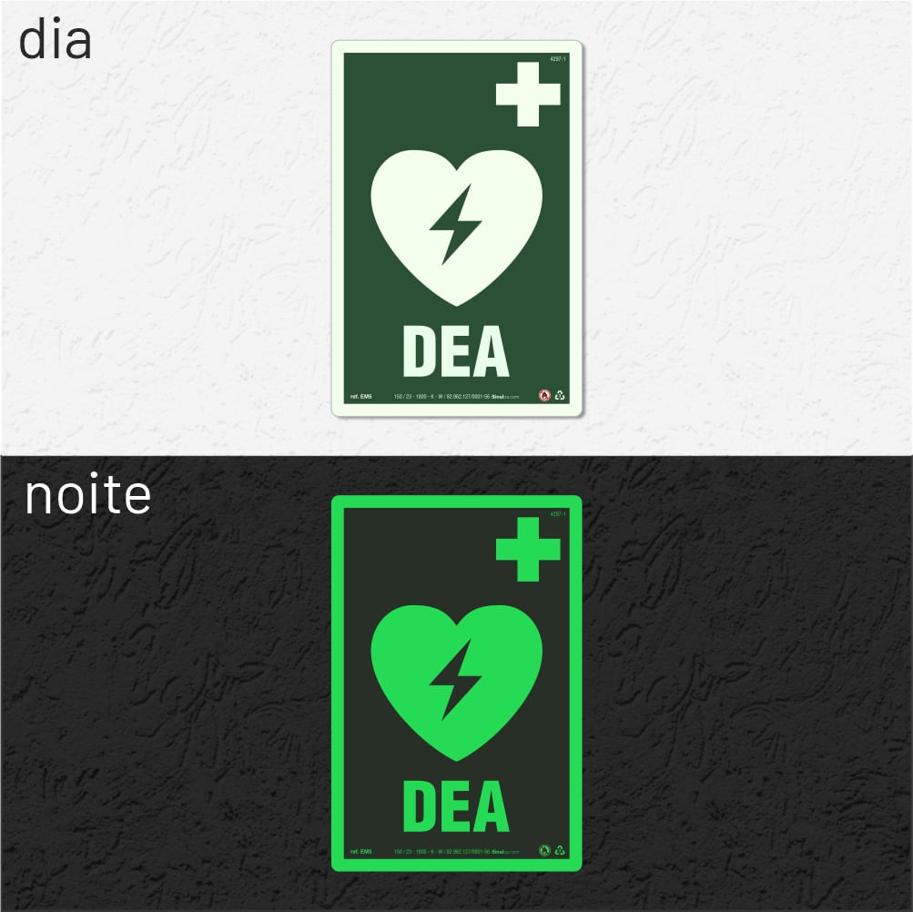 Placa DEA EM5 (30x20cm) - iSinaliza.com - Loja de Sinalização