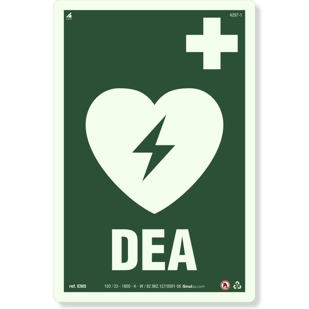 Placa DEA EM5 (30x20cm) - iSinaliza.com - Loja de Sinalização