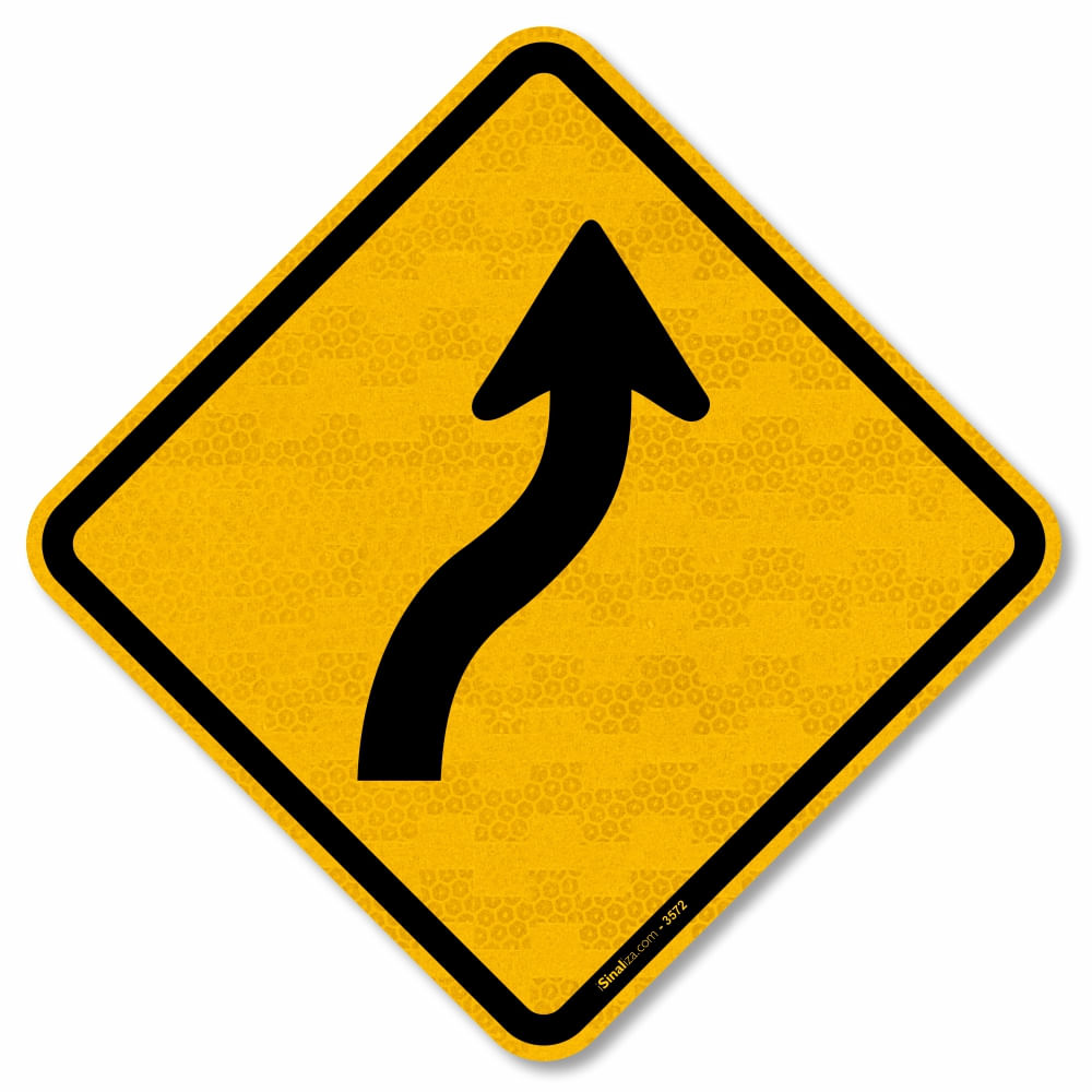 PLACA CURVA EM S À DIREITA A-5B - iSinaliza.com - Loja de Sinalização